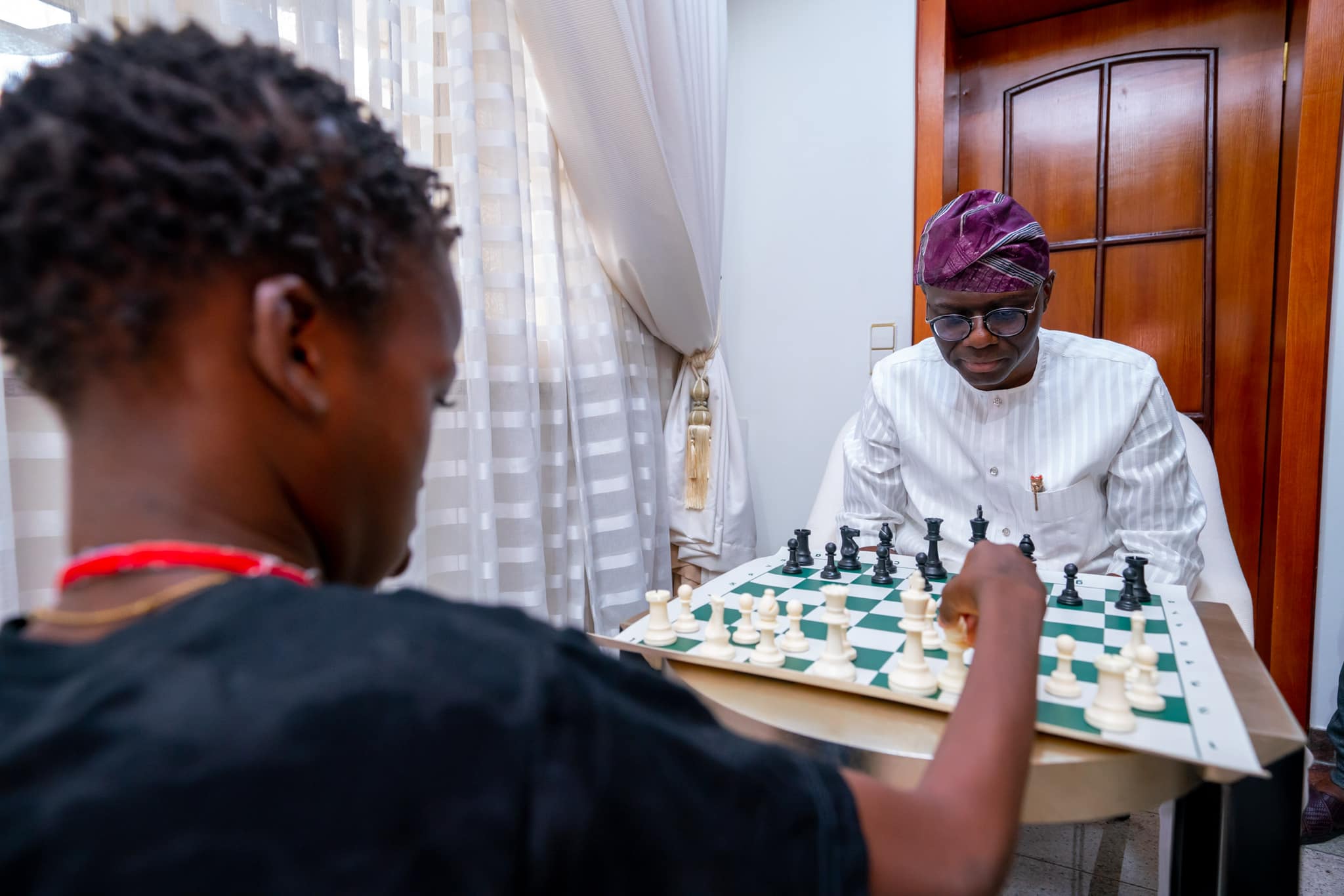 Babajide Sanwo-Olu Thrilled Playing Chess With 10-year-old Autistic ...